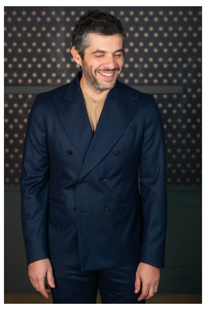 Costume Croisé Pied de Poule Noir/Marine - Jordan Malka