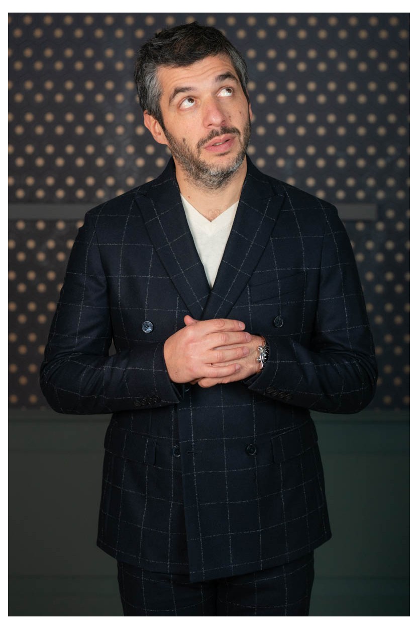 Costume Croisé Marine à Carreaux - Jordan Malka